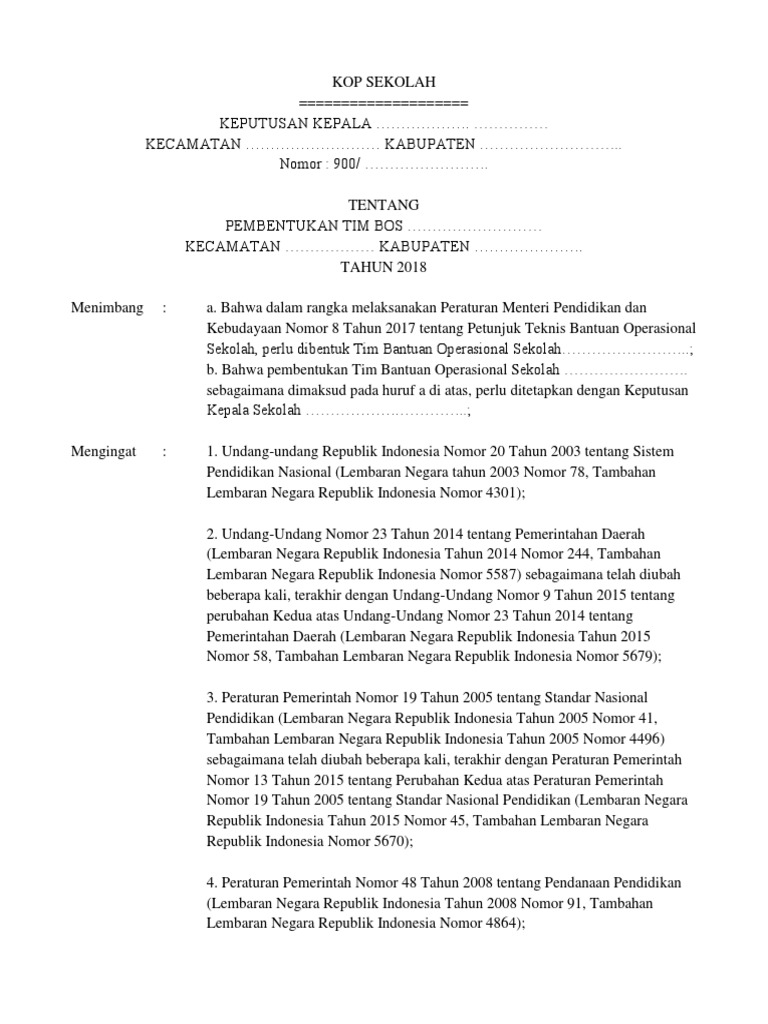 SK Tim Bos 2018 | PDF