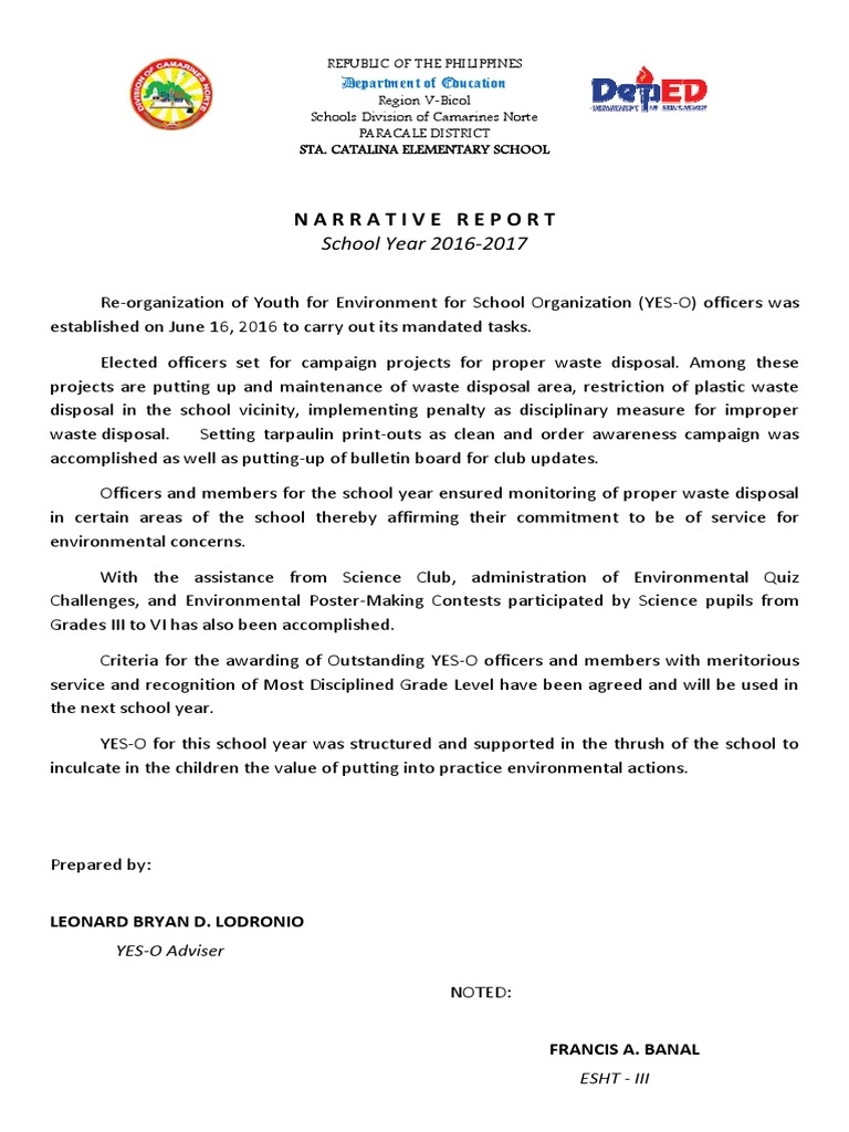 Narrative Report: School Year 2016-2017 | PDF