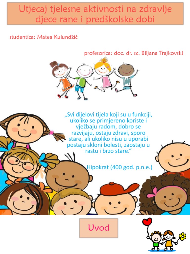 Utjecaj Tjelesne Aktivnosti Na Zdravlje Djece Rane I Predškolske | PDF