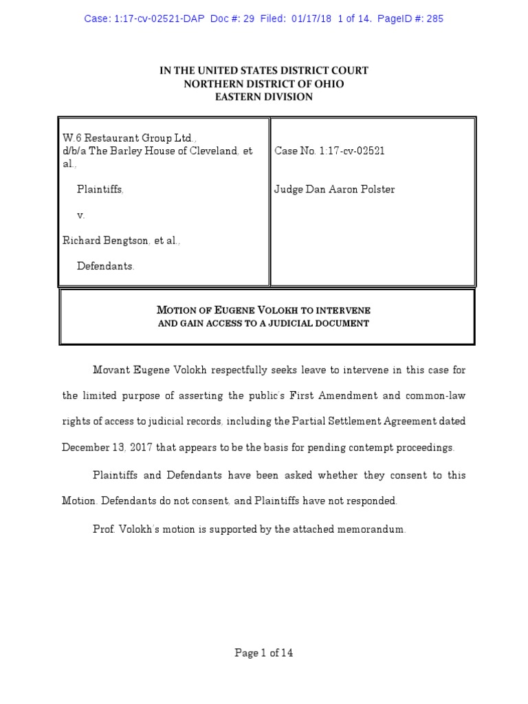 2018-01-17 Motion To Intervene | PDF | Settlement (Litigation) | First ...