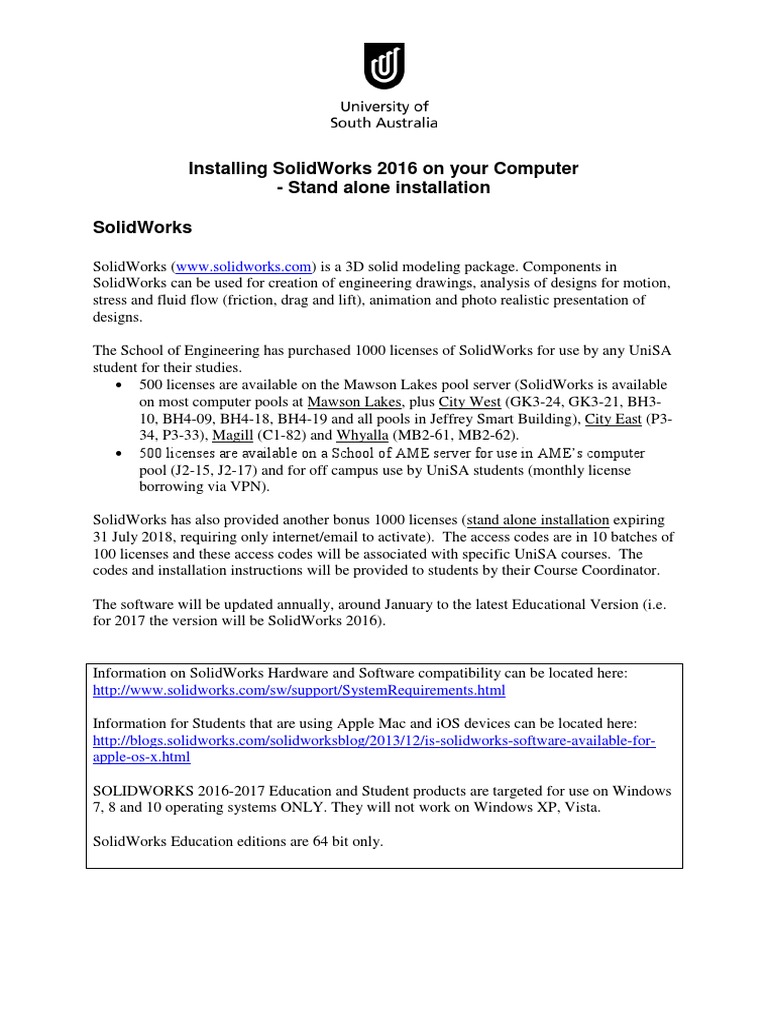 Installing SolidWorks 2016 On Your PC Jan 2017 (Stand Alone) | PDF ...