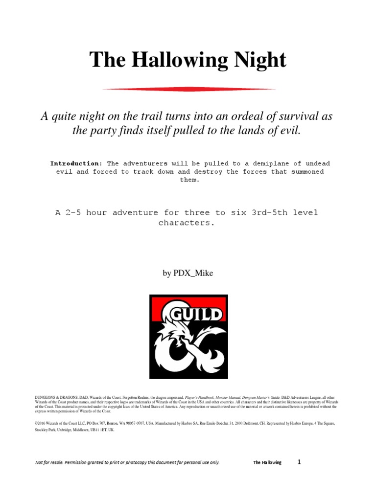 Hallowing Night | PDF | Dungeons & Dragons | Wizards Of The Coast