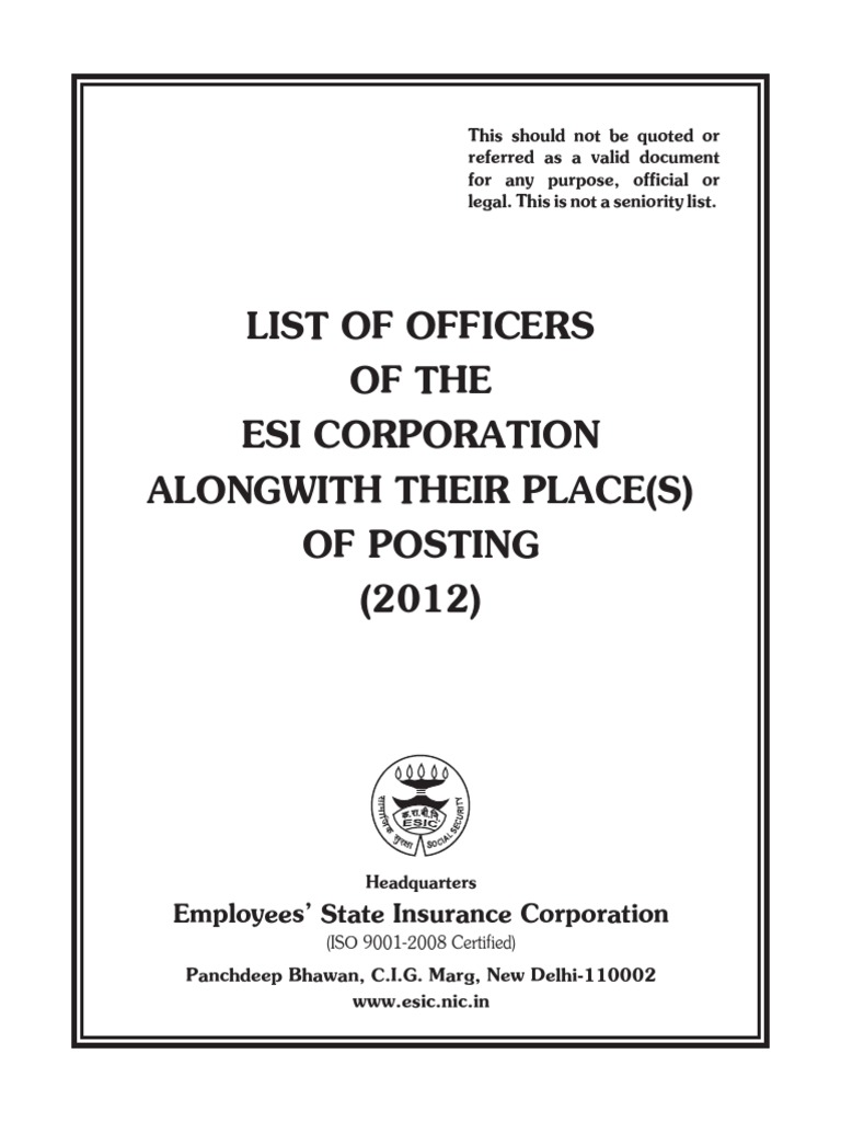 ESI Corp Officers & Postings 2012 | PDF