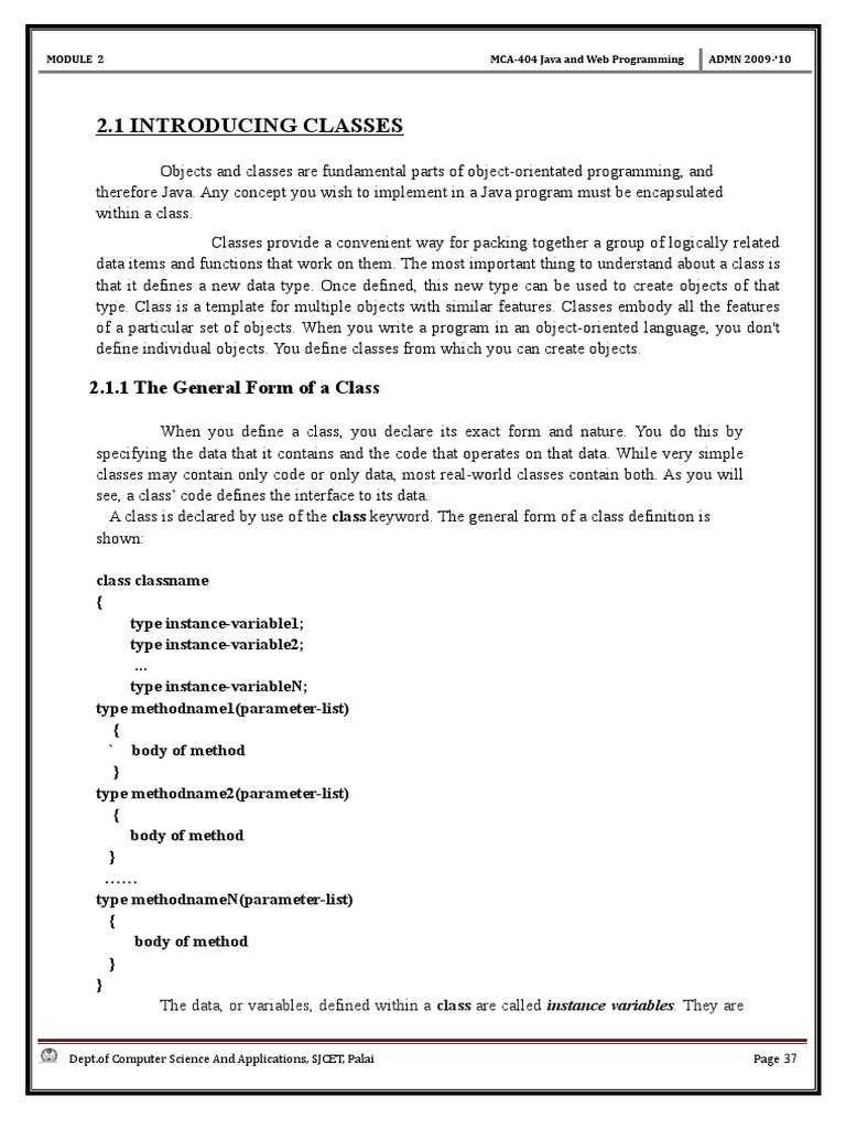 Java Mca Mgu Kerala Module 2 | PDF | Inheritance (Object Oriented Programming) | Class (Computer ...