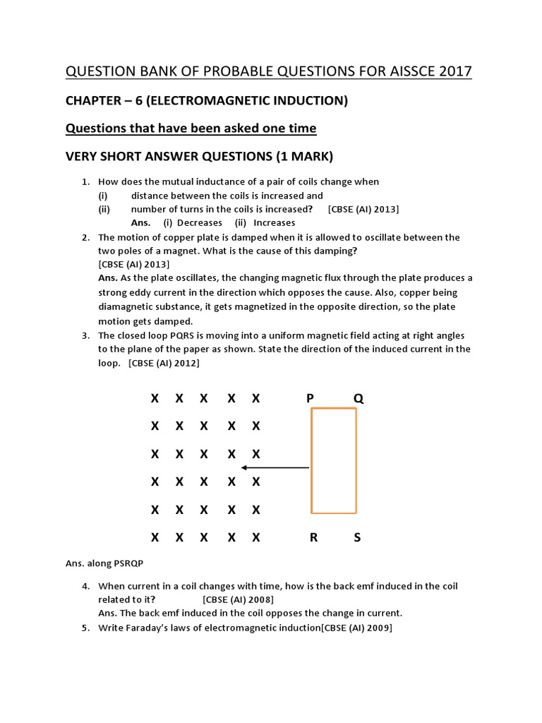 Question Bank of Probable Questions Emi, Ac & Emw For Aissce 2017-1 ...