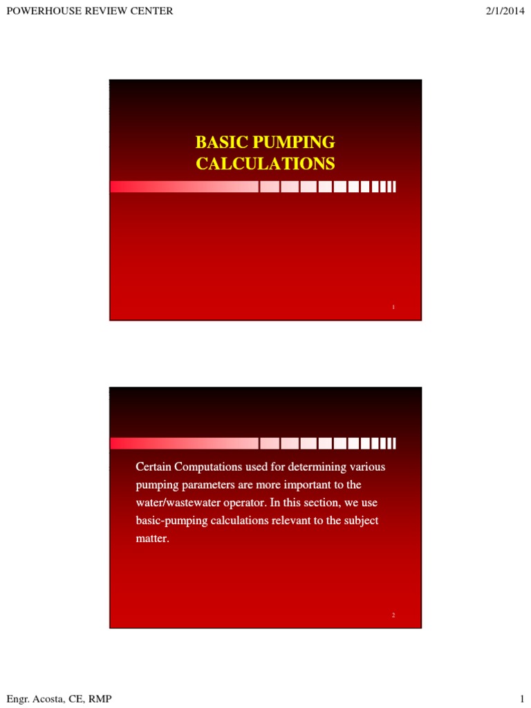 Basic Pumping Calculations | PDF | Horsepower | Pump