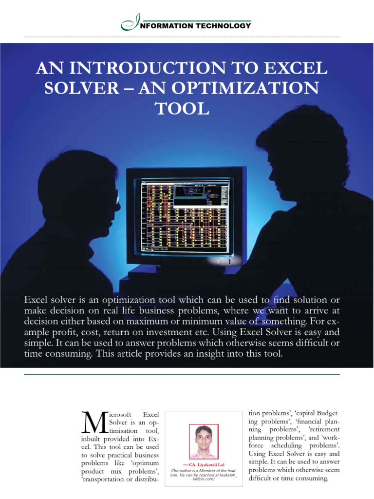 Excel Solver-An Optimization Tool | PDF | Capital Budgeting | Mathematical Optimization