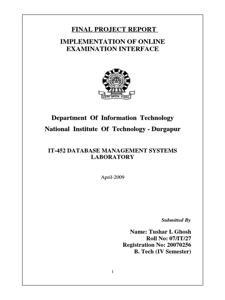 Final Project Report Implementation of Online Examination Interface | PDF | User (Computing ...