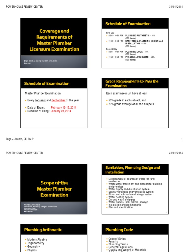Master Plumber Exam Overview 2024 | PDF | Plumbing | Identity Document