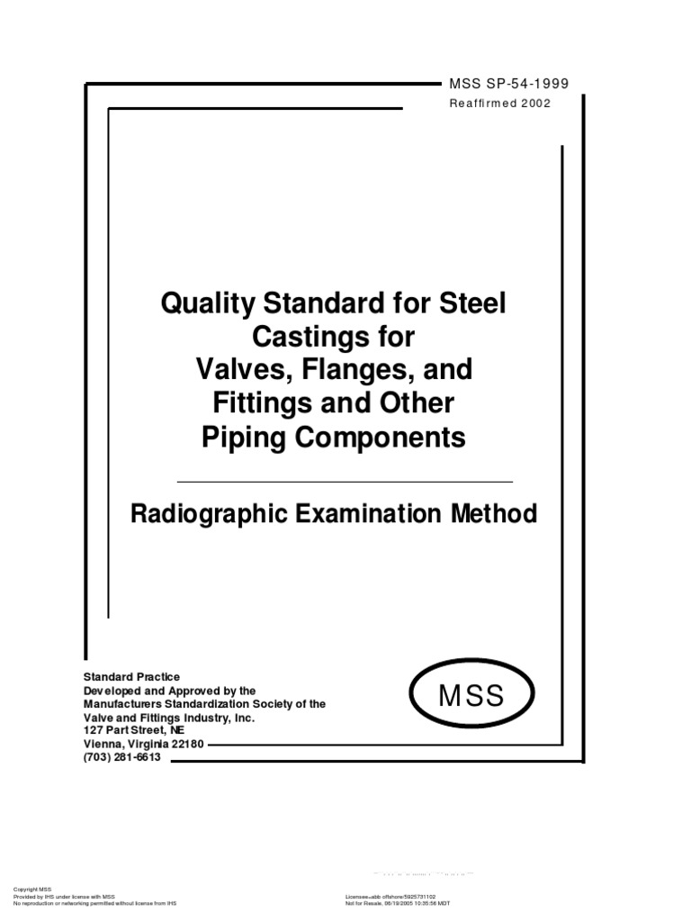 MSS SP 54 2002 | PDF | Pipe (Fluid Conveyance) | Valve