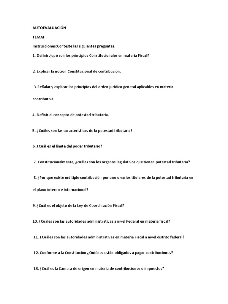 AUTOEVALUACIÓN | PDF | Federación | Información del gobierno