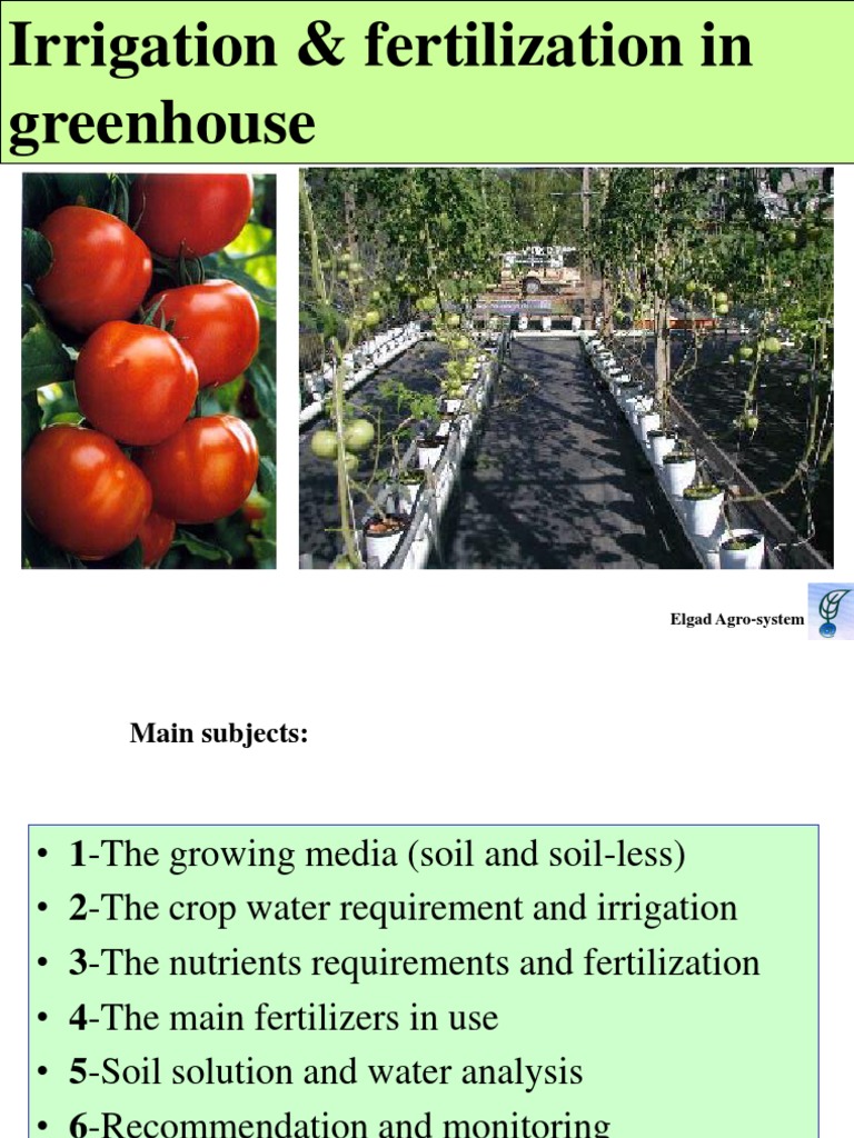 Irrigation and Fertilization in Greenhouse Gallil09 | PDF | Hydroponics ...