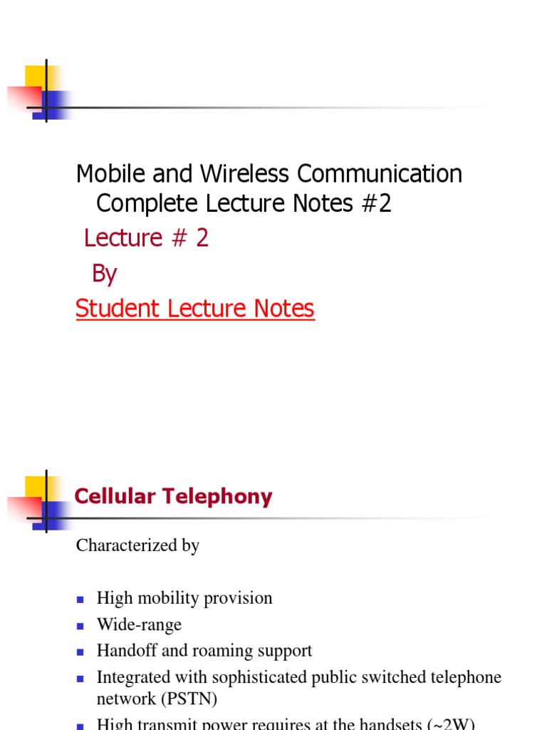 Mobile And Wireless Communication Complete Lecture Notes 2 Cellular