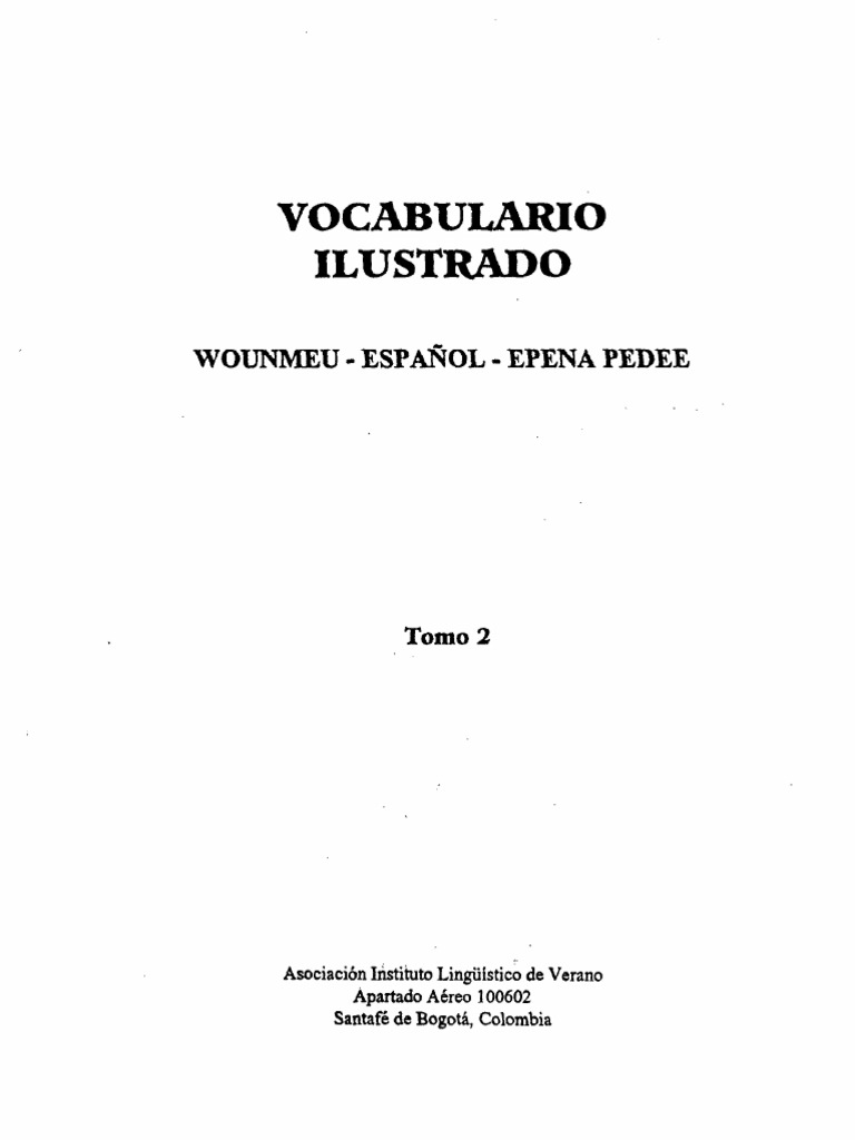 Vocabulario Ilustrado Wounmeu Español Epena-Pedee | PDF