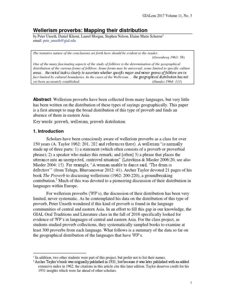 Wellerism Proverbs: Mapping Their Distribution | PDF | Proverb ...