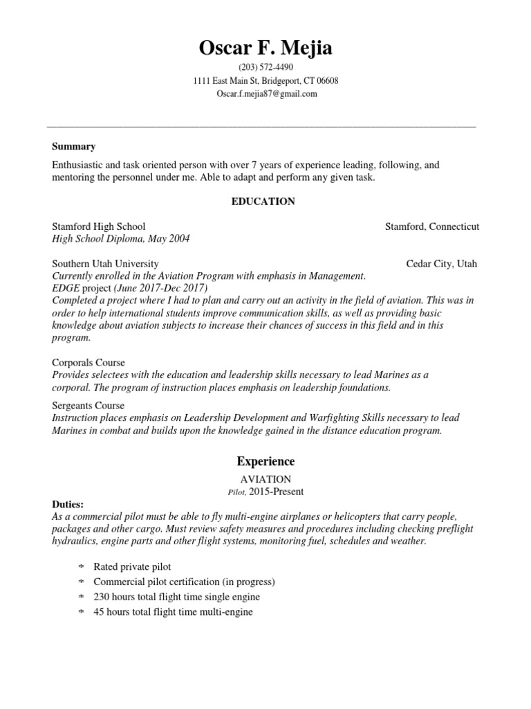 Aviation & Leadership Career Profile | PDF | United States Marine Corps ...