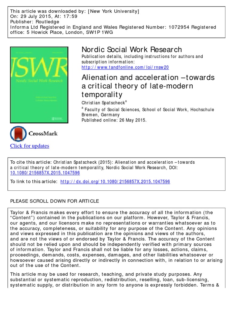 Alienation and Acceleration by Hartmut Rosa | PDF | Critical Theory ...