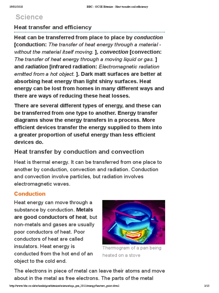 BBC - GCSE Bitesize - Heat Transfer and Efficiency | PDF | Heat ...