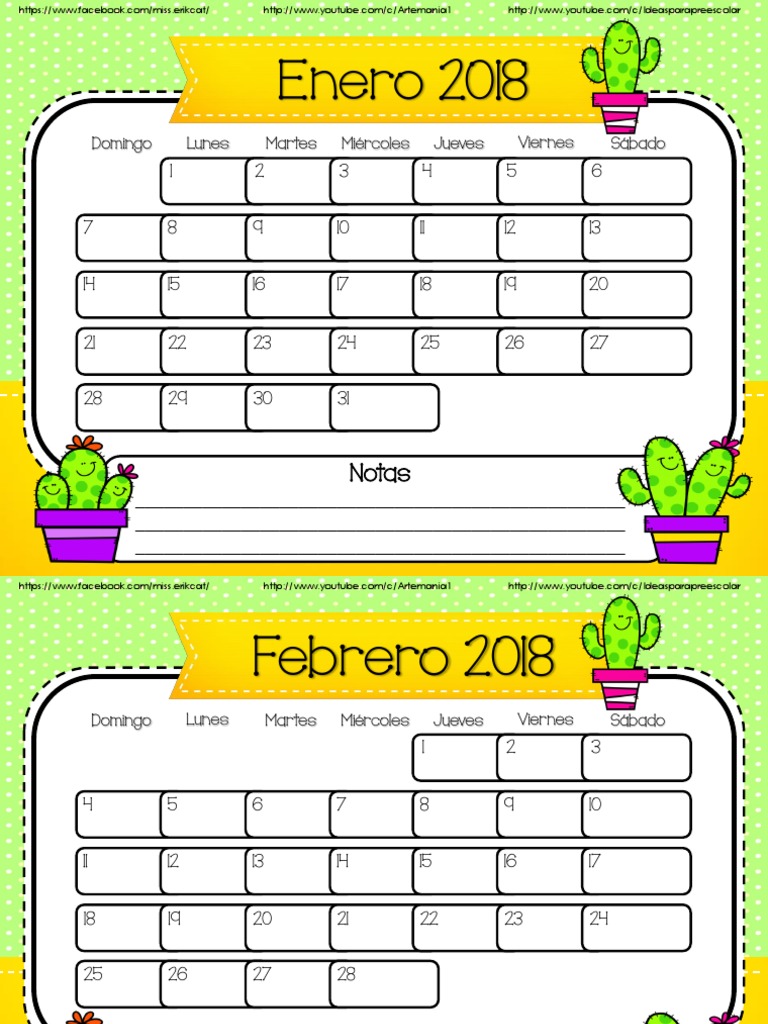 Calendario de Cactus | PDF | Calendario | Agitación