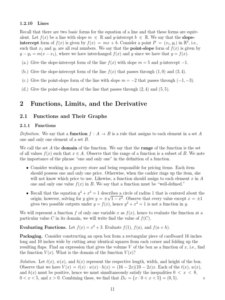 MATH 115: Lecture II Notes | Function (Mathematics) | Mathematical ...