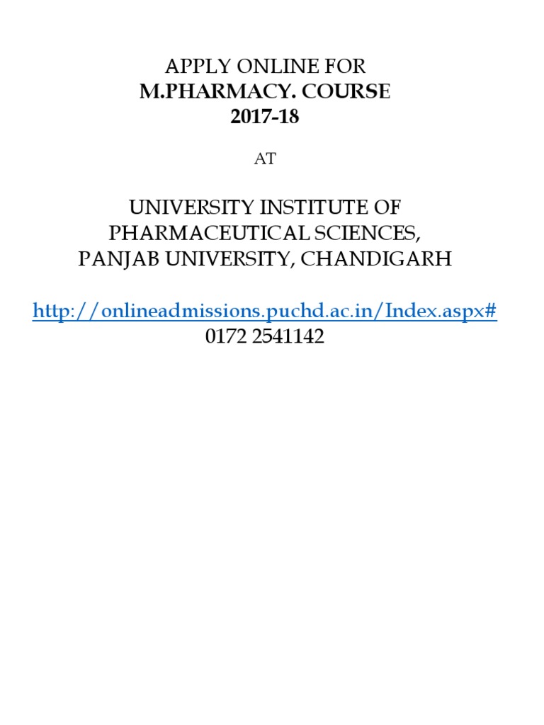 M.Pharmacy Admissions at Punjab University | PDF