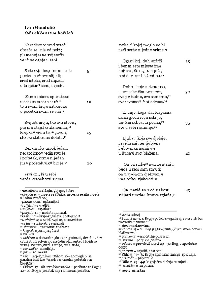Ivan Gundulic - Ot Veličanstva Božijeh | PDF