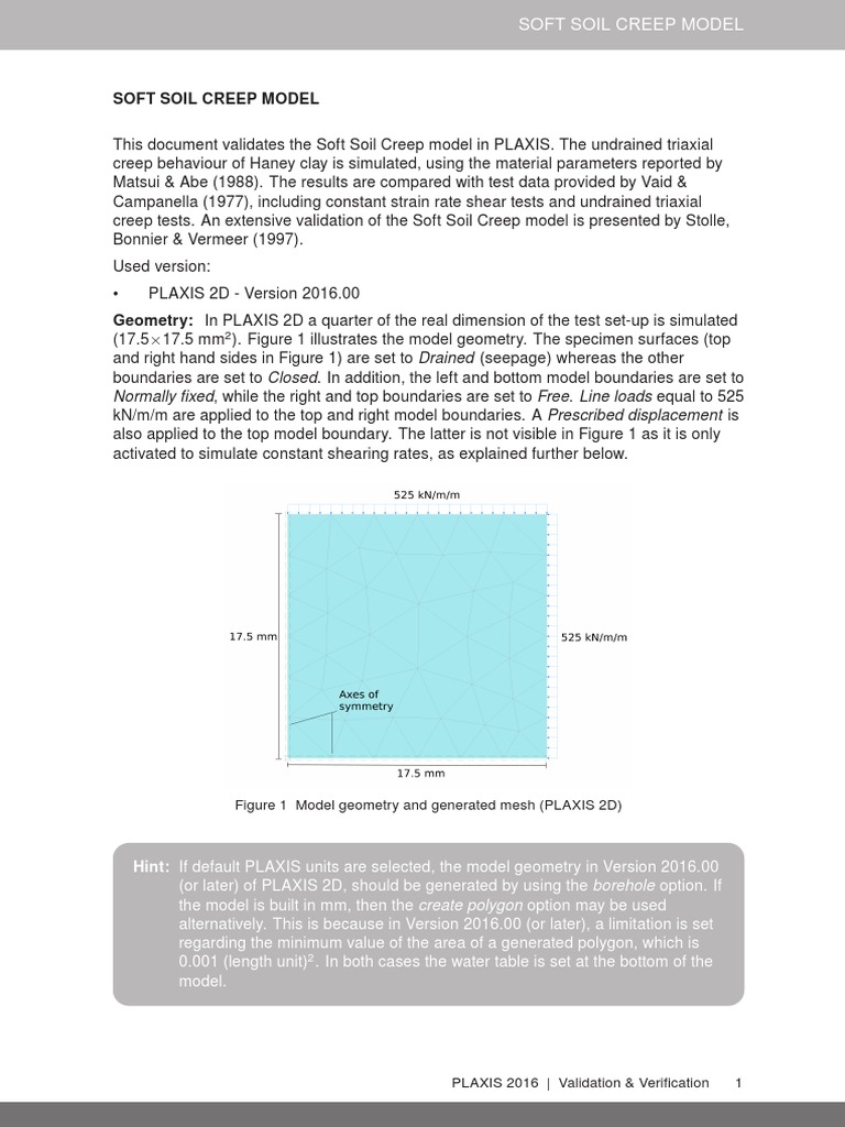 Validation Soft Soil Creep Model Undrained Triaxial Creep Behaviour ...