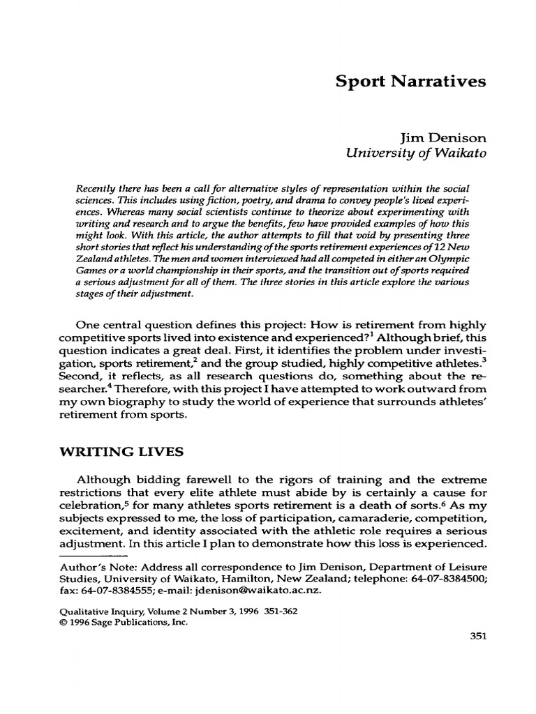 12 - Sport Narratives | PDF | Narrative | Social Science