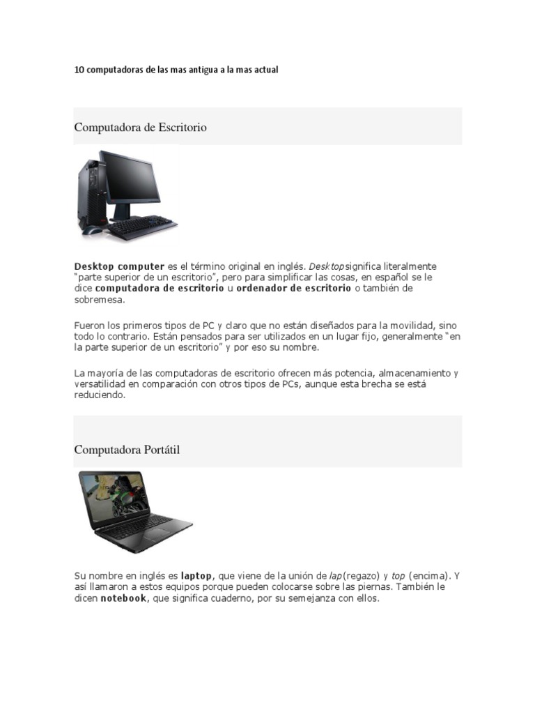 10 Computadoras de Las Mas Antigua A La Mas Actual | PDF | Asistente ...