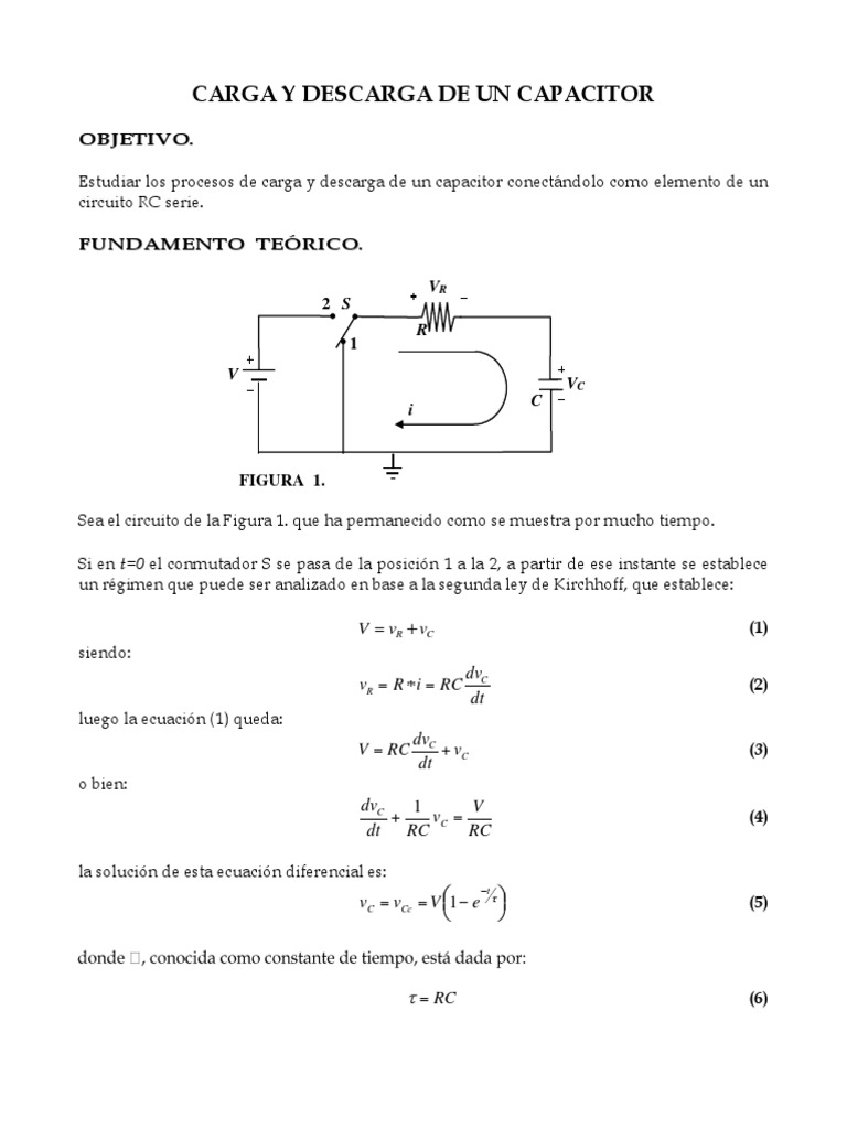 Carga y Descarga de Un Capacitor | PDF | Condensador | Resistencia ...