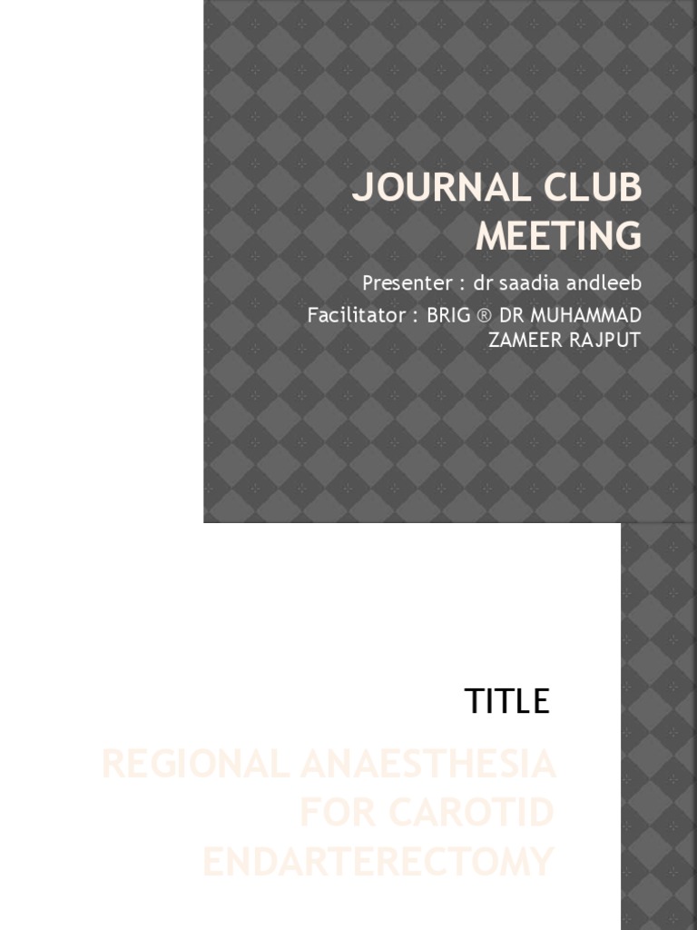 Journal Club Meeting | PDF | Common Carotid Artery | Neck