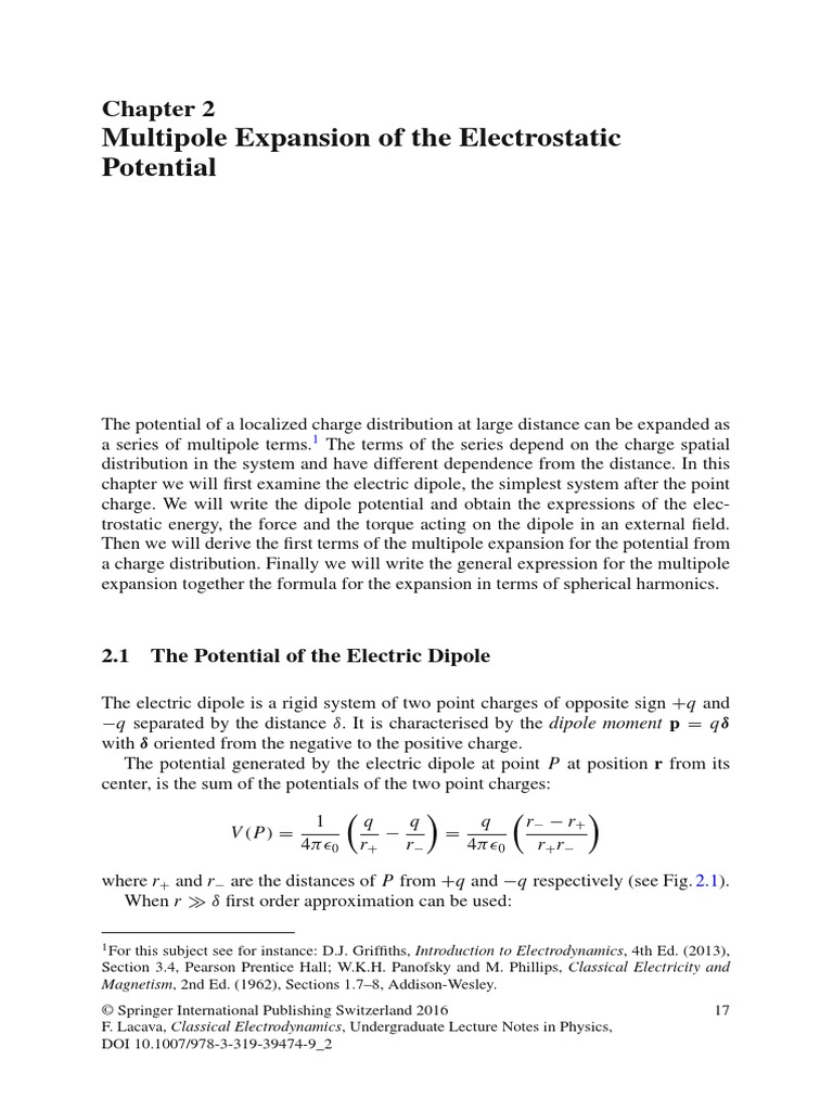 Multipole Expansion of The Electrostatic Potential | PDF | Dipole | Sphere