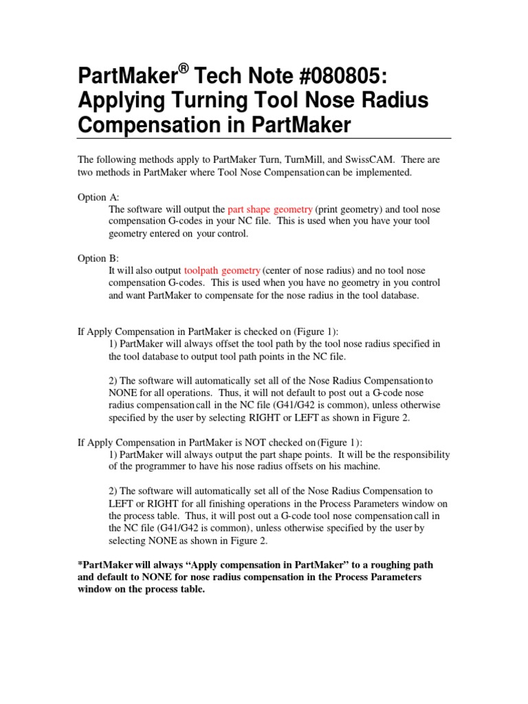 Turning Tool Nose Radius Compensation | PDF | Computer File | Software