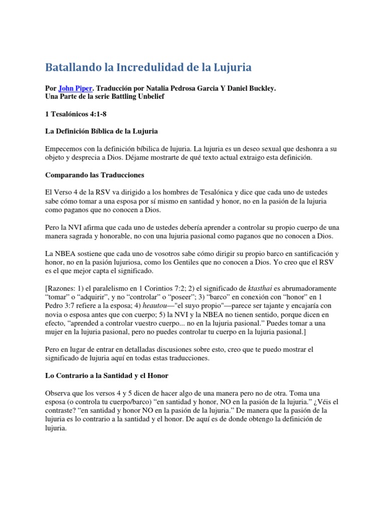 Lujuria: Definición y Consecuencias | PDF | Lujuria | Fe