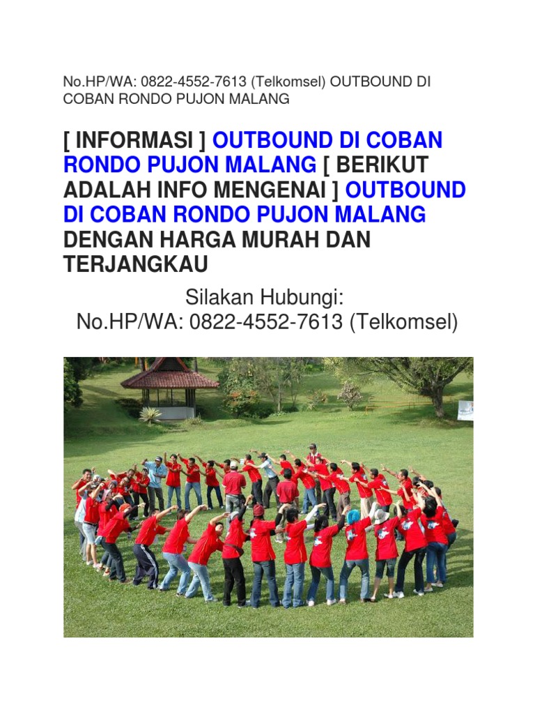 Outbound Di Coban Rondo Pujon Malang | PDF
