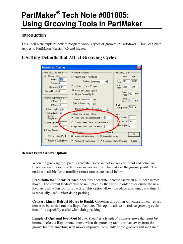 Partmaker Tech Note #081805: Using Grooving Tools in Partmaker | PDF | Computing | Computing And ...