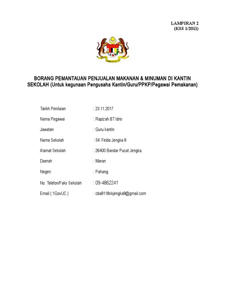 Pemantauan Makanan Di Kantin | PDF