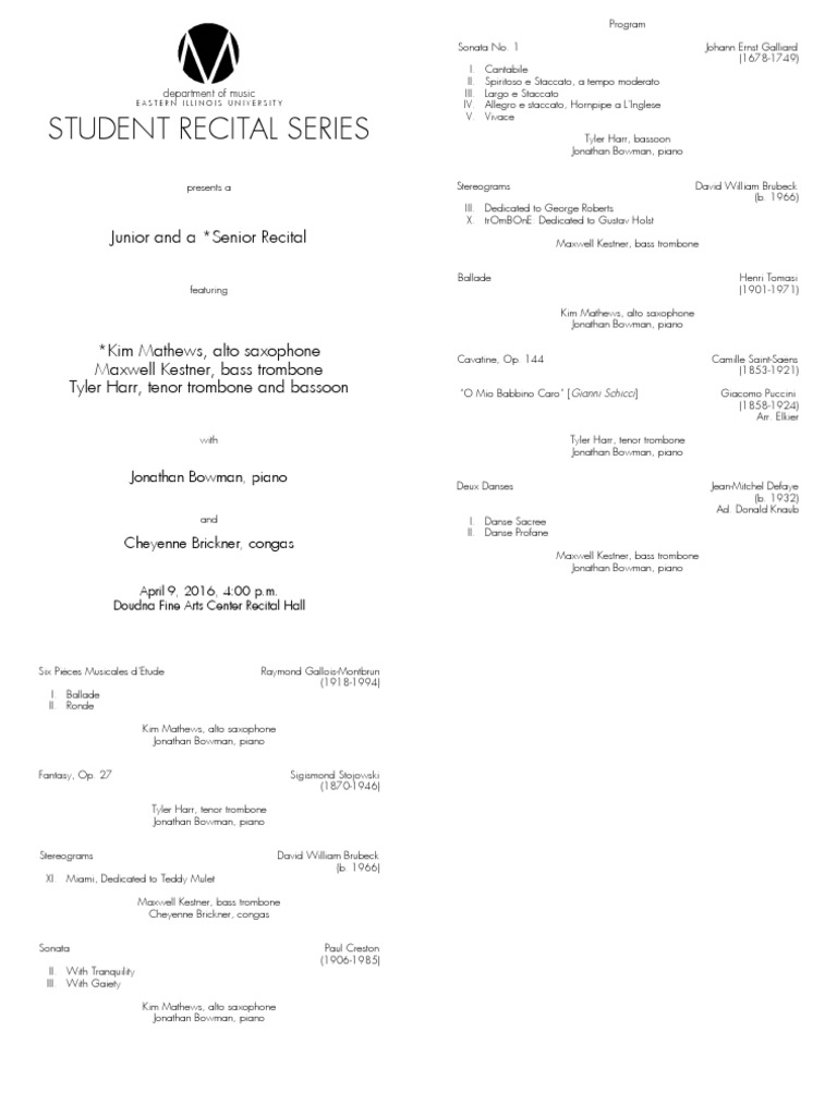 Senior Recital Program | PDF | Trombone | Musical Forms