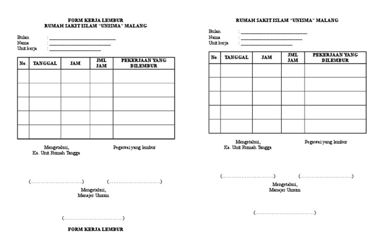 Form Lembur Pegawai | PDF