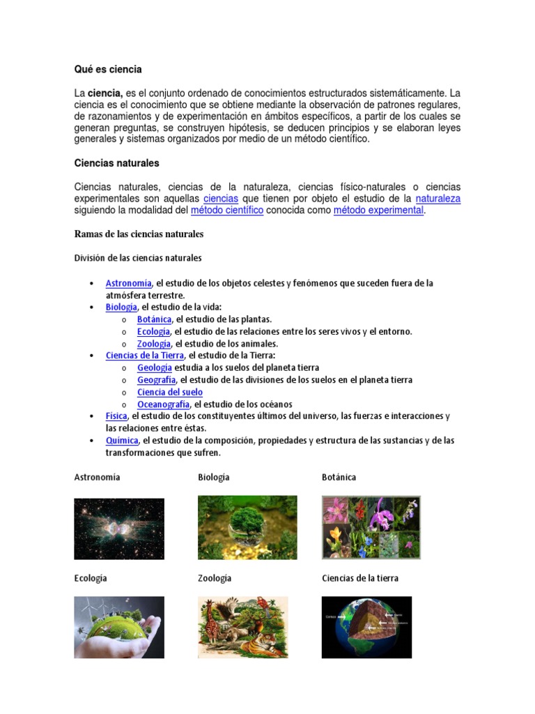 Ramas de las Ciencias Naturales | PDF | Ciencias sociales | Filosofía