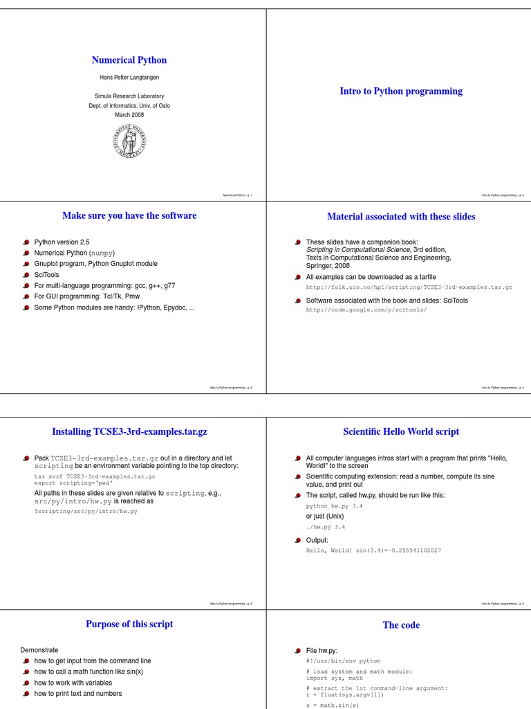 Numerical Python | PDF | Command Line Interface | Array Data Type