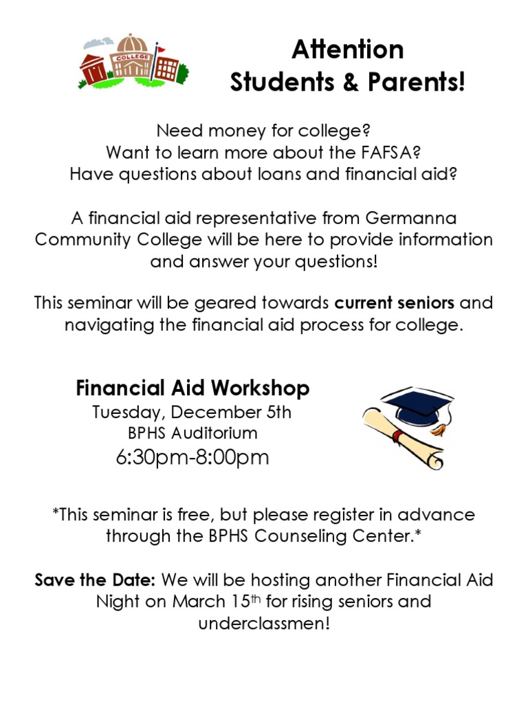 2017-18 Financial Aid Workshop Flyer | PDF