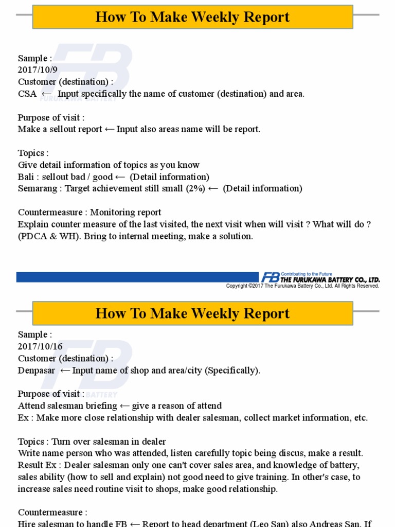 How To Make Weekly Report | PDF | Market (Economics) | Business Economics