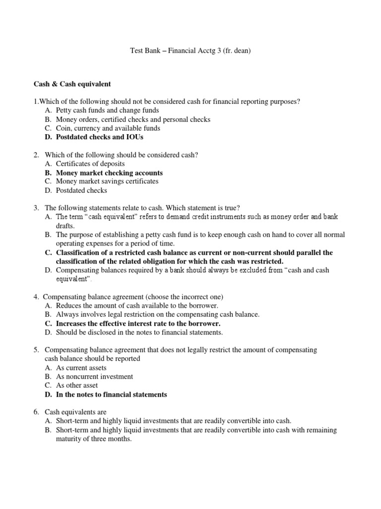 Test Bank Far 3 Cpar | PDF | Debits And Credits | Bad Debt