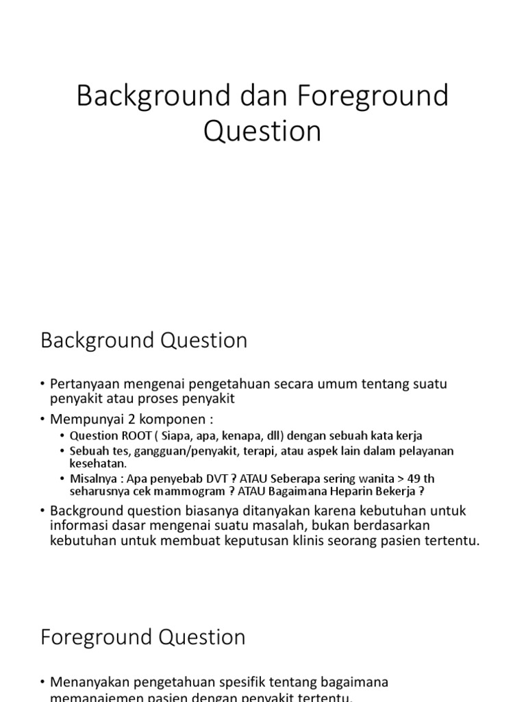 Background Dan Foreground Question | PDF