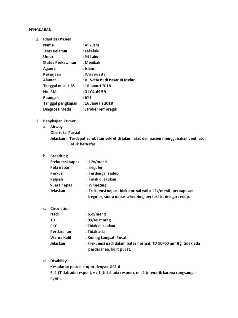 Pengkajian Dan Analisa Data Stroke | PDF