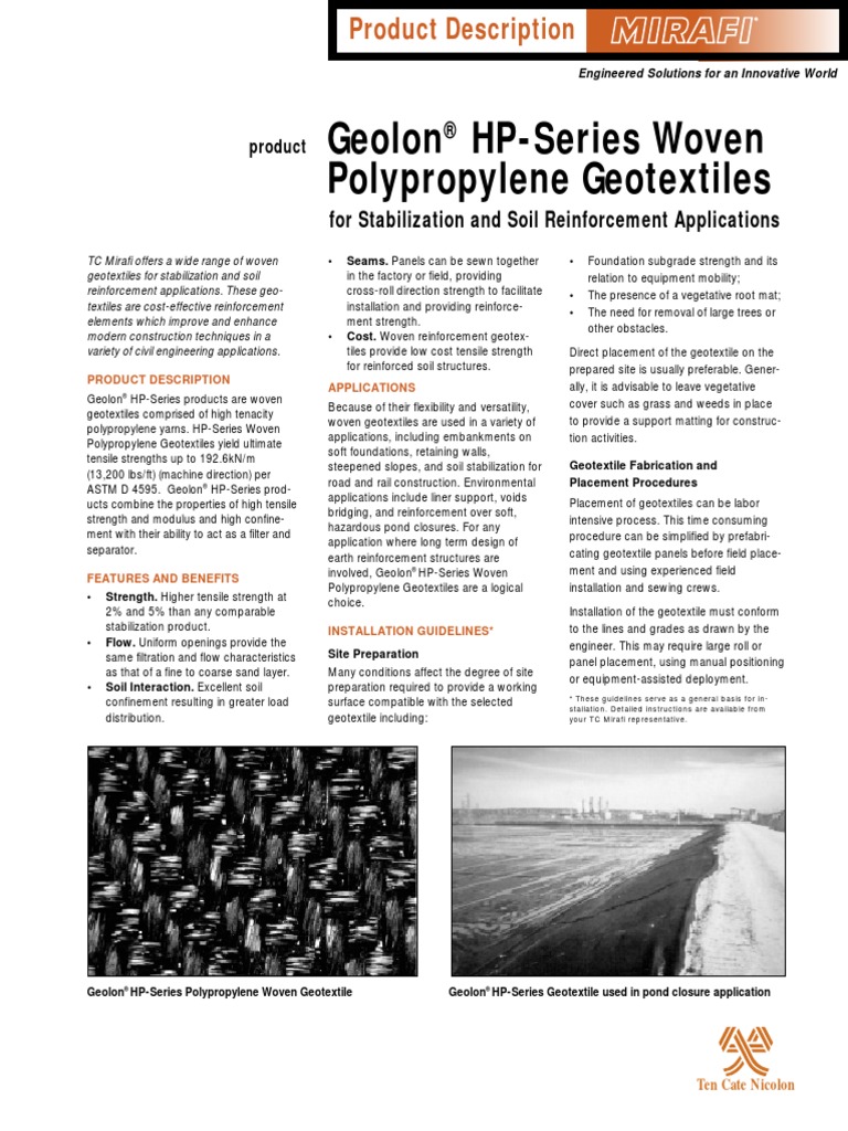 Product Description Geolon Hp-Series | PDF | Strength Of Materials ...
