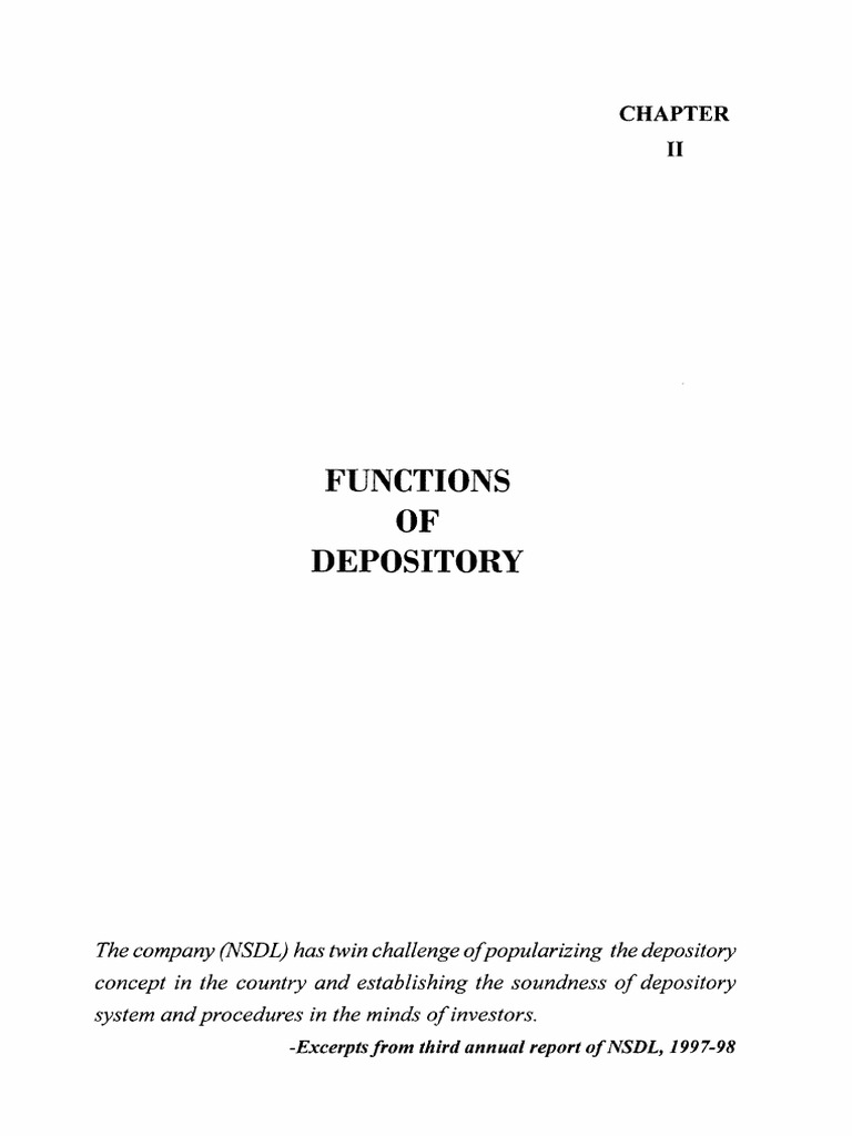 Functions OF Depository | Download Free PDF | Securities (Finance ...