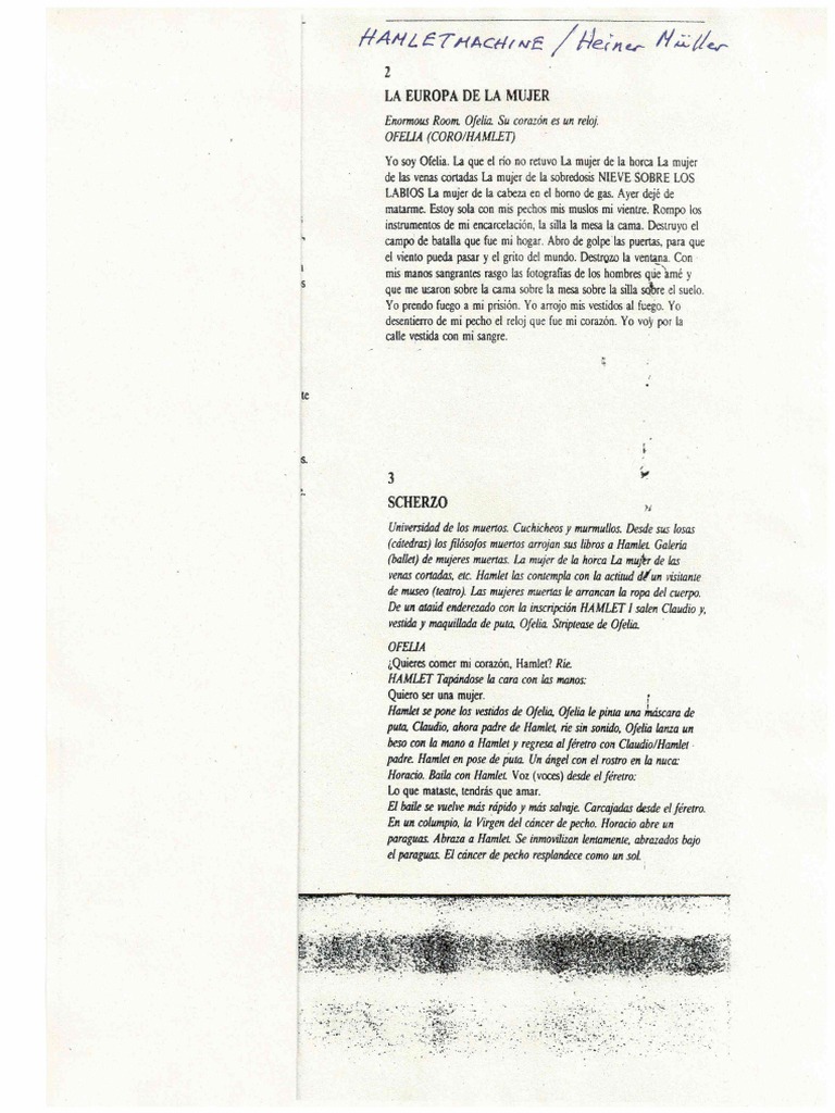 Texto de Hamlet Machine PDF | PDF