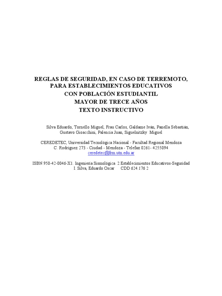 Seguridad en Terremotos para Escuelas | PDF | Temblores | Primeros auxilios
